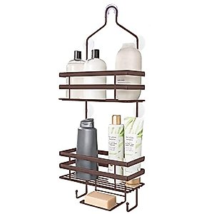 Gorilla Grip Anti-Swing Oversized Shower Caddy, Rust Resistant Organizer, Holds 11 lbs, Strong Suction Cups, Hooks, Easy Hanging Bathtub Shampoo and Accessories Caddies for Showerhead, 3 Shelf, Bronze