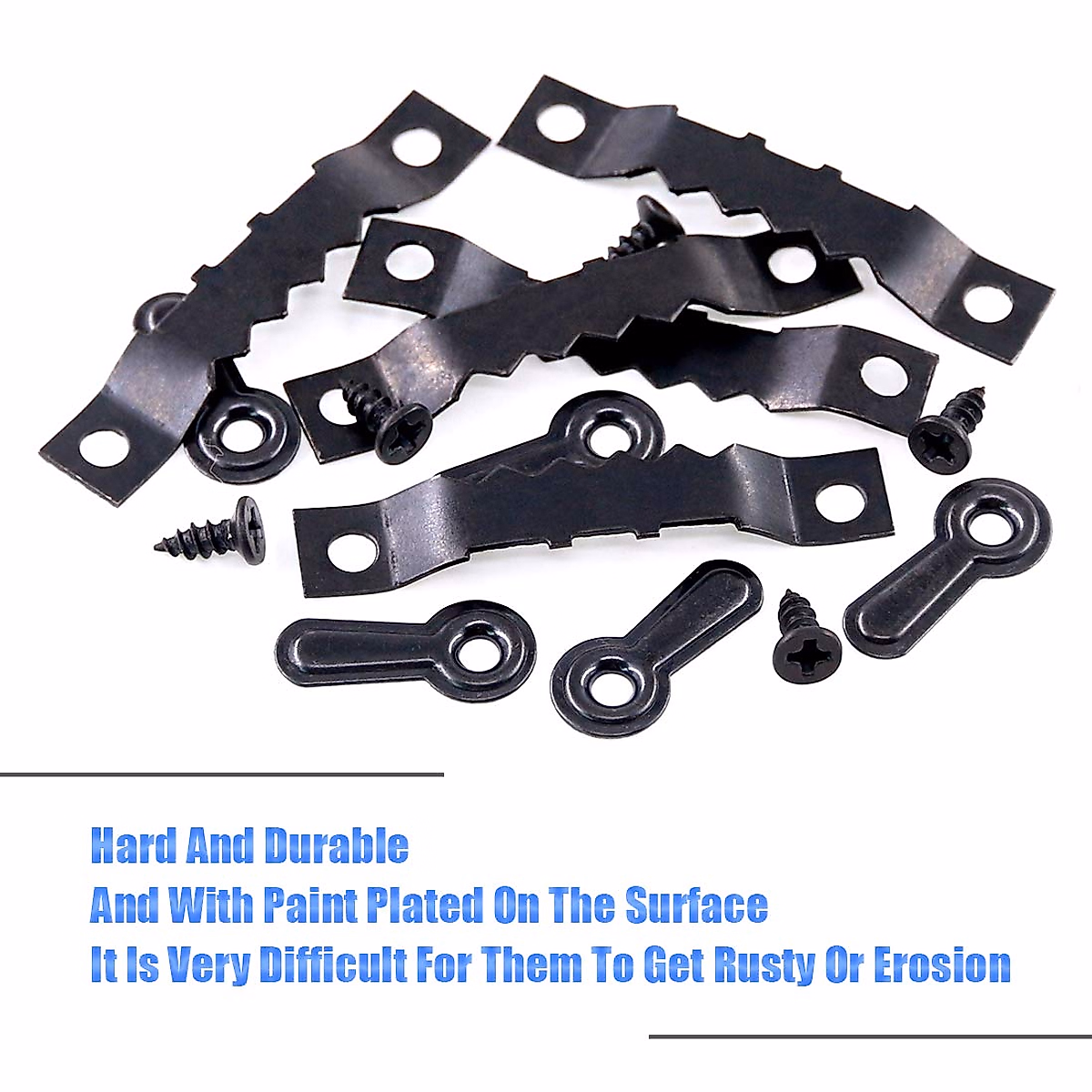 160Pcs Picture Hangers Kit, Including 80Pcs Black Sawtooth Picture Frame Hanging Hangers Double Hole and 80Pcs Photo Frame Turn Button with Screws Perfect for Home Decoration - Black