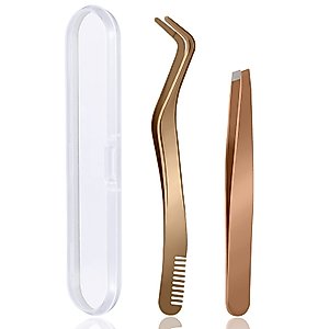 Lash Applicator Tool Eyelash Applicator Tool 2 Pieces for Lash Clusters B&Q Lash Extension Tweezers Gold Eyelash Tweezers DIY Lash Applicator Tweezers Set (Golden,2pcs)