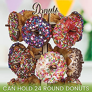 SATIRE HILL Premium Donut Tree Stand Uniquely Designed To Hold 24 Round Donut or Bagel Treats - Bring Some Sophistication to Your Next Celebration or Event With This Stylish Donut Holder.