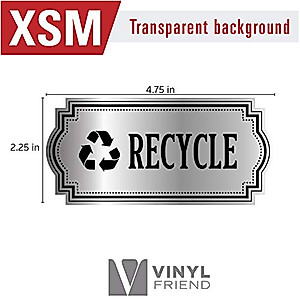 Recycle and Trash Logo Symbol - Elegant Golden Look for Trash Cans, Containers, and Walls - Laminated Vinyl Decal (XSmall, Silver - Elegant 2)
