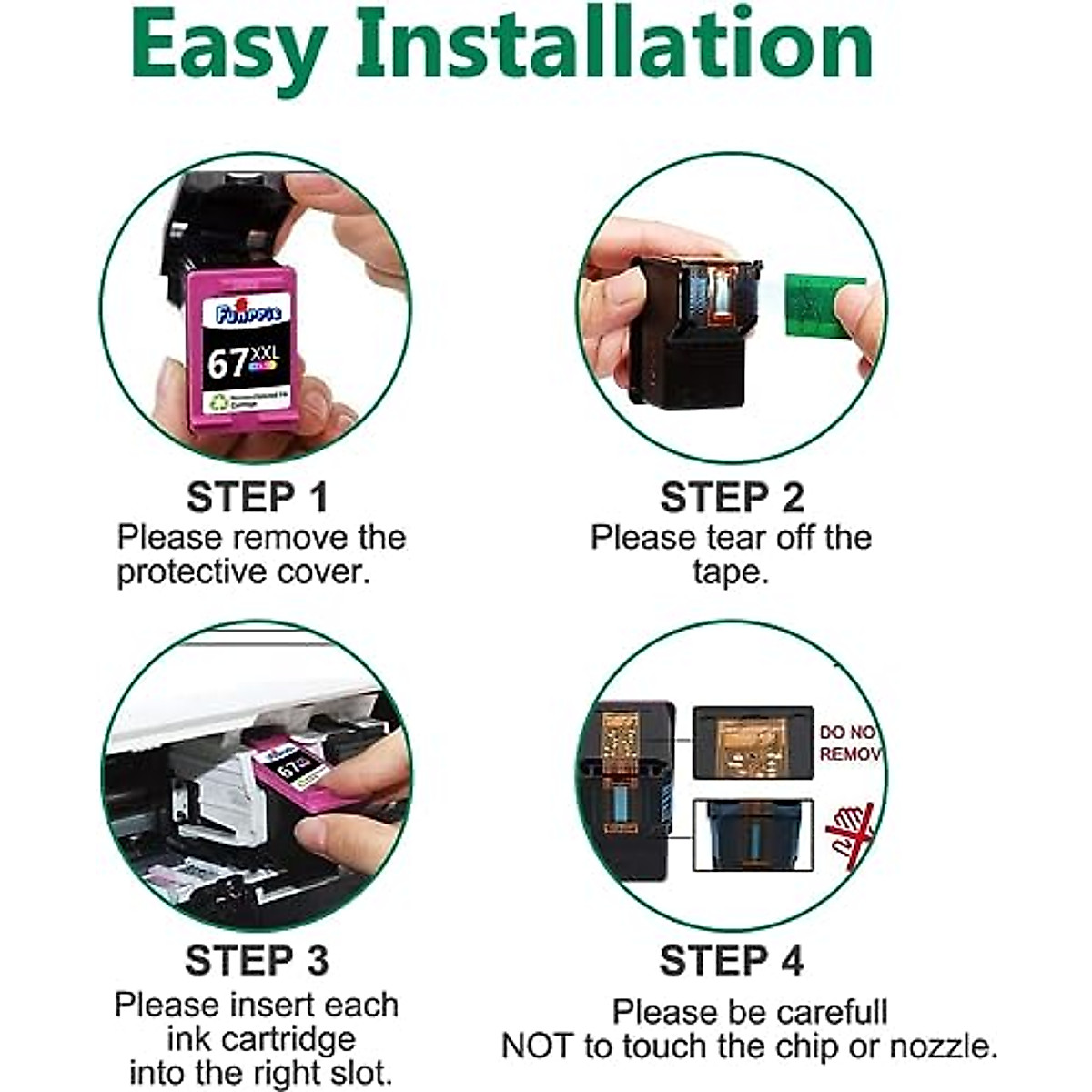 67XL XXL Ink Cartridge Replacement for HP 67XXL 67XL Black Color Combo Pack 67XXL with Hp DeskJet 2755 2732 2722 2724 2742 2725 Plus Envy Pro 6455e 6452 6458