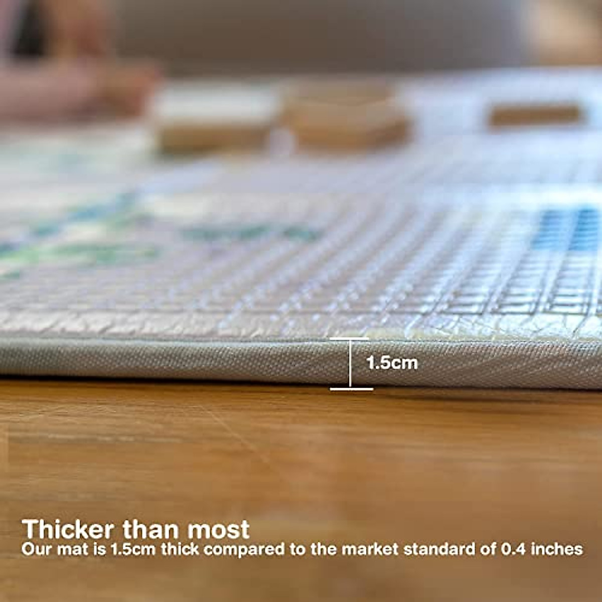 SUVELB Foldable Baby Play Mat - Reversible, Extra Large, Thick Foam Crawling Playmats for Infants, Toddlers, Kids - Waterproof Indoor Outdoor Tummy Time Floor Activity Mat (79 x 71 x 0.6 inches)