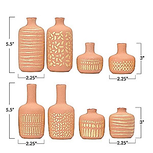 Main + Mesa Stoneware Vases with Gold Pattern, Set of 8
