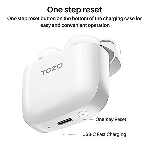 TOZO A3 Wireless Earbuds Bluetooth 5.3 Half in-Ear Lightweight Headsets with Digital Call Noise Reduction,Charging Case with Reset Button Hall Detection,Premium Sound with Long Endurance,White