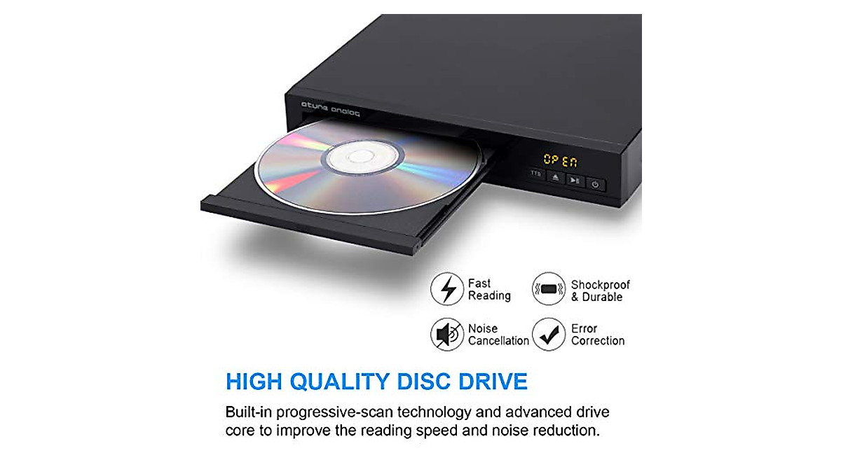 atune Analog DVD Player with HDMI & All-Region Free Playback