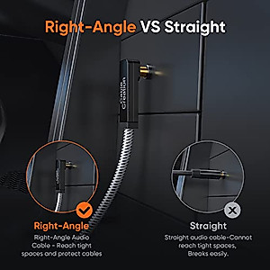 CableCreation 3.5mm Audio Cable, 90 Degree Right Angle 4-Conductor TRRS Stereo Aux Cable [Microphone Compatible], 3Feet…