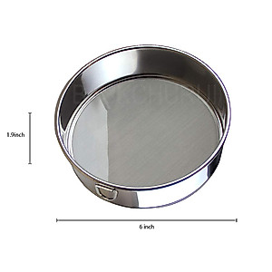 Flour Sifter for Baking - Flour Sieve Fine Mesh (6 Inch 60 Mesh) -Premium Rustproof Stainless Steel