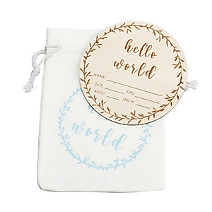 Wooden Baby Announcement Sign, 6 inch Hello World Newborn Sign Newborn Welcome Sign for Photo Prop