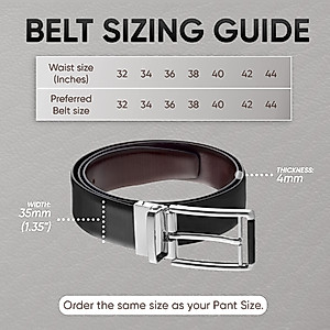 Prospero Comfort - Reversible Belts for Men, Italian Top-Grain Leather Belt for Men, 2-Toned Men’s Belts, Men’s Belt for Casual Wear, 35mm Dress Belt, Screen Print Black Belt Men’s Size 38