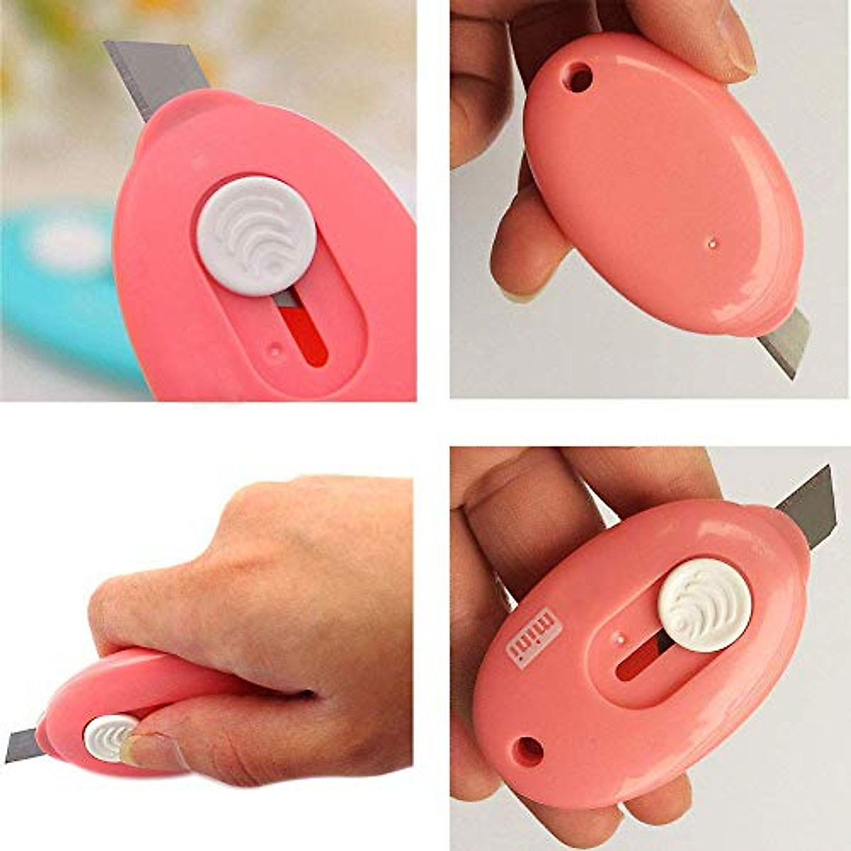 Mini Retractable Utility Knife Box Cutter Letter Opener, Alloy Steel Splicing Knife with Key Chain Hole-9pcs