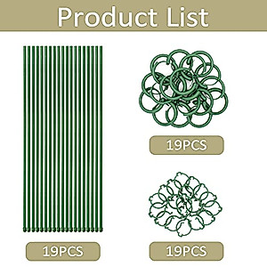 Plant Stakes,Plant Support Stakes with Rings for Indoor and Outdoor Plants.MIALEXO 19Pcs Plant Support Sticks Suitable for Potted Plant Flowers Tomatoes Peony Lily Rose (17.6-18inches)