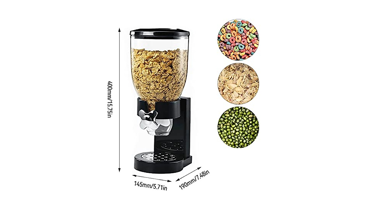 Qulable Dry Food Dispenser, Grain Storage Bin, 3.5L Oat Dispenser ...