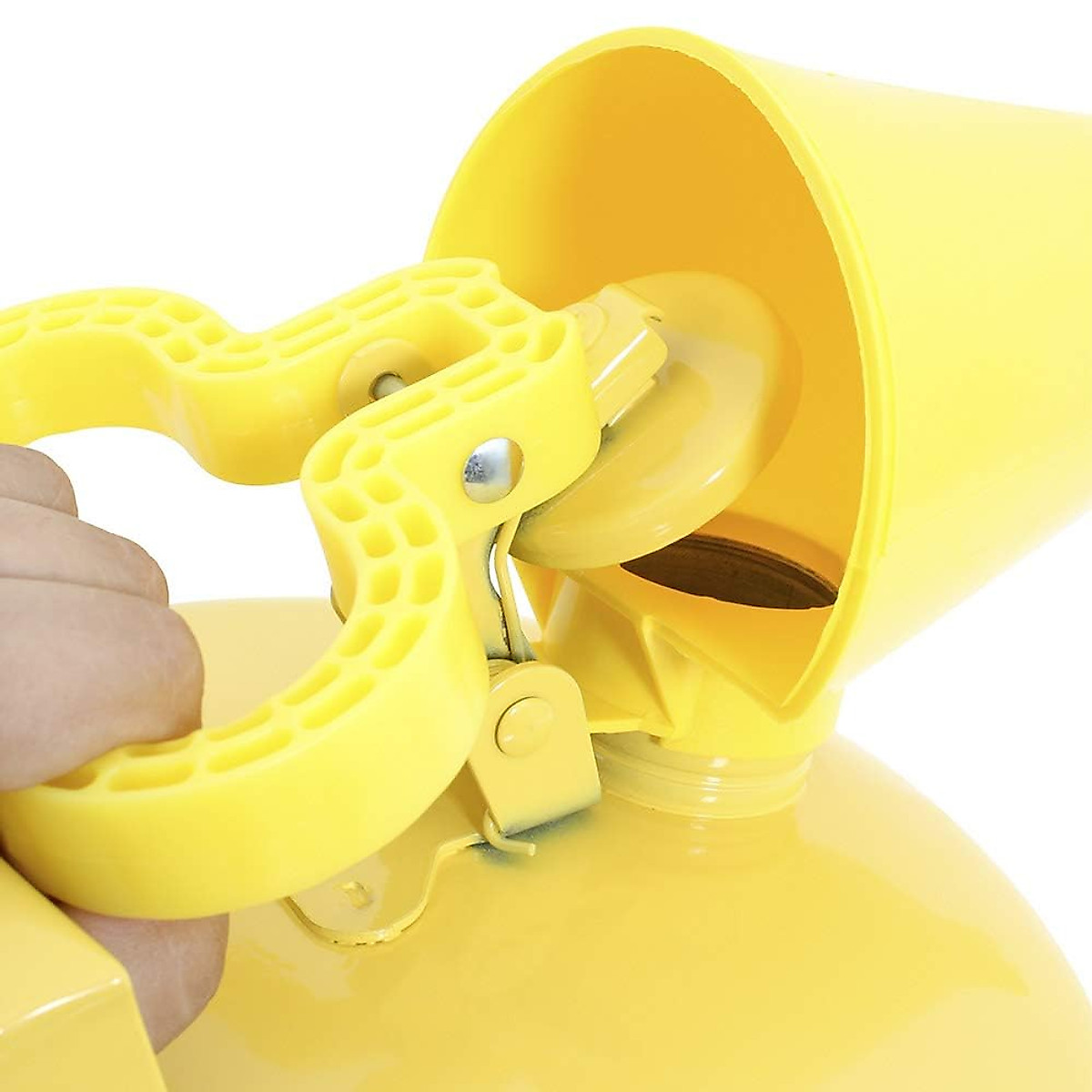 Eagle 5 Gallon Type I Yellow Safety Gas Can for Diesel with Flame Arrester, Self-Closing Lid, and F-15 Funnel, Made in the USA, Galvanized Steel Flammable Storage Can, UI50FSY