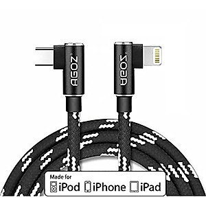 Agoz 10FT Apple MFI Certified Lightning to USB C Cable 90° Right Angle FAST Charger Cord Compatible With iPhone 14, 13, 12 Pro Max, iPhone SE, 11 Pro Max, iPhone XS MAX, iPhone XR X XS, iPhone 8 7 6 5