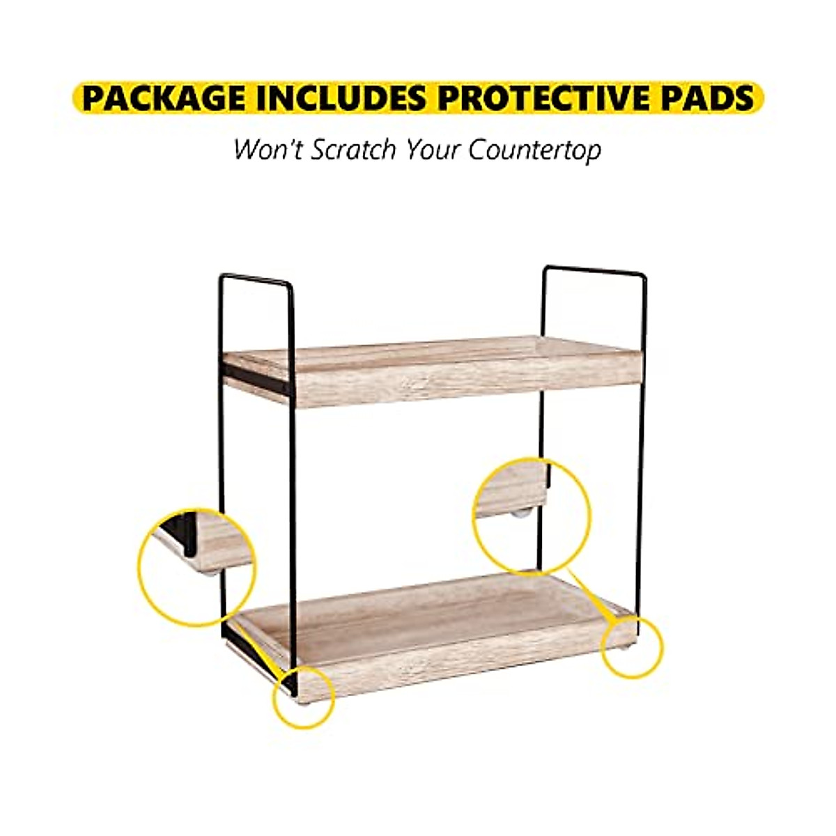 Bathroom Counter Organizer, Vanity Organizers and Storage Tray, Bathroom Countertop Shelf, Bathroom Under Sink Organizer, Rustic Bathroom Kitchen Coffee Station Decor (2 Tier)