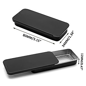 Unlorspy 10 Pcs Black Metal Tin Container Slide Lid, 3.15" x 1.34" x 0.47" Metal Tin Container Slide Top for DIY Pills, Solid Perfumes, Lip Balms, Cards and Herbs