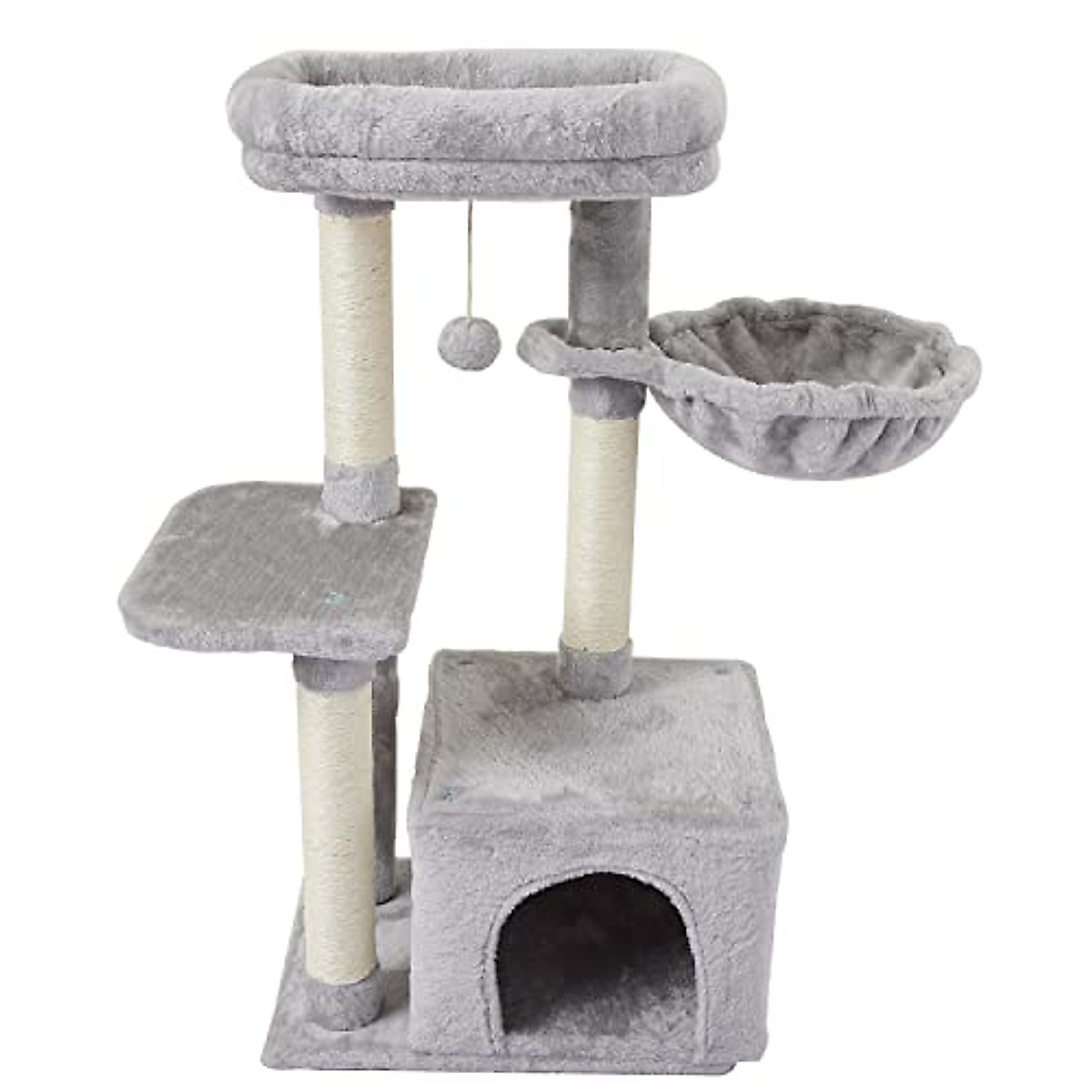 FISH&NAP US16H Cute Cat Tree Cat Tower for Indoor Cat Condo Sisal Scratching Posts with Jump Platform Cat Furniture Activity Center Play House Grey