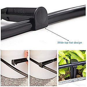 50PCS Drip Irrigation Support Stakes, Kalolary 4/7 mm Tubing Hose Holder Plastic Drip Line Tube Hold Stakes 1/4" Garden Watering System Hose Support Tools for Vegetable Flower Beds Lawn Supplies