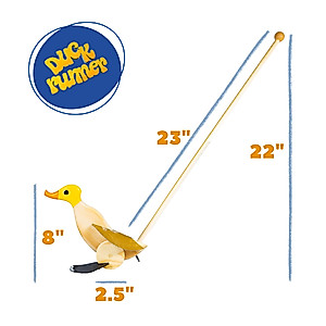 Wooden Push Toy Duck (Yellow) - 18 Months to 3 Years Old - Walking Toddler Toys Preschool Learning Activities Walking Baby Toys Learning Toys for Toddlers Develops Motor Skills