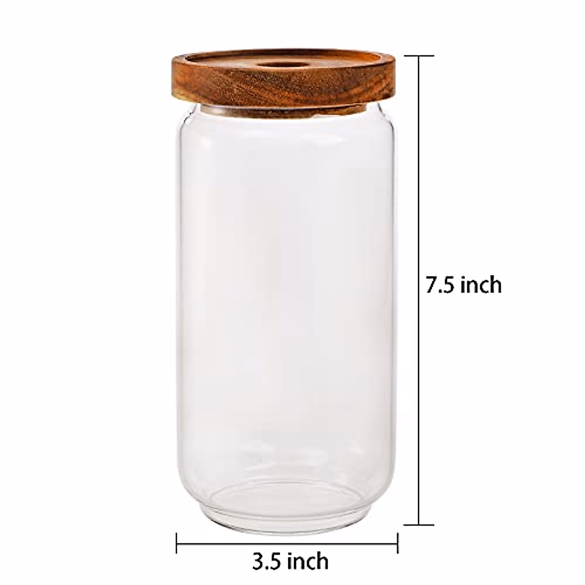 Bekith 3 Pack Glass Storage Containers with Airtight Seal Acacia Wood Lids, 31.6 FL OZ (950ml) Clear Glass Food Storage Jars for Kitchen, Glass Pantry Canister for Spaghetti Pasta, Coffee, Beans