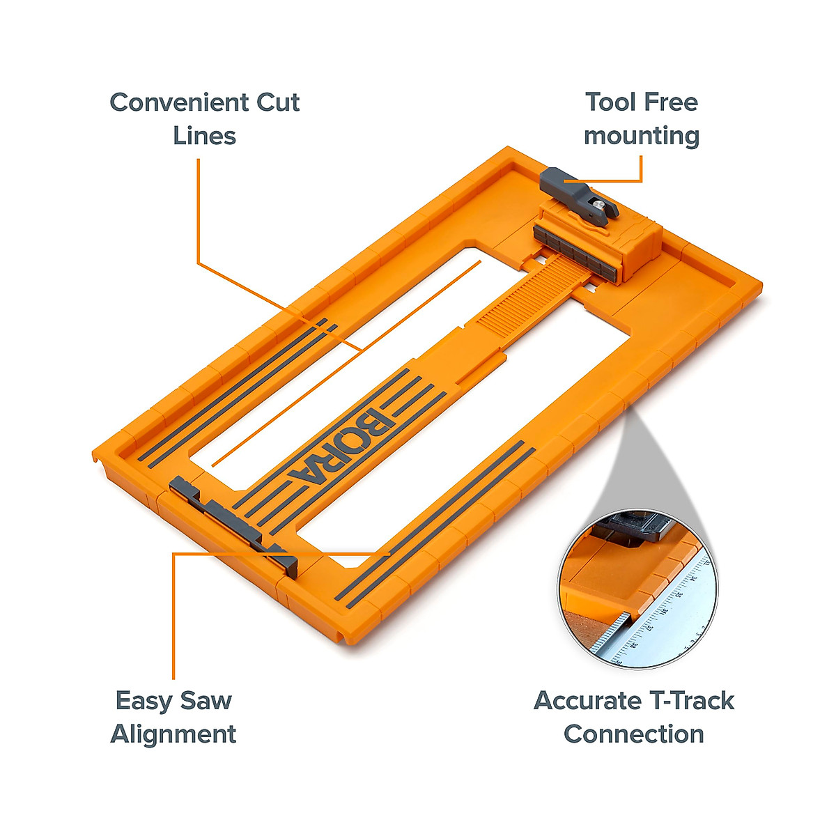BORA NGX Saw Plate RT Circular Saw Guide, For Straight Cuts, designed for use with Bora NGX and WTX Clamp Edge System, Adjustable to fit most Circular Saws 546001