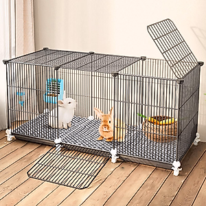 Guinea Pig Cage Bunny Cages Small Animal Cage Foldable Rabbit Cage Hutch with Pull Out Tray and Caster Platform for Ferret Chinchilla (Size : 42.9)
