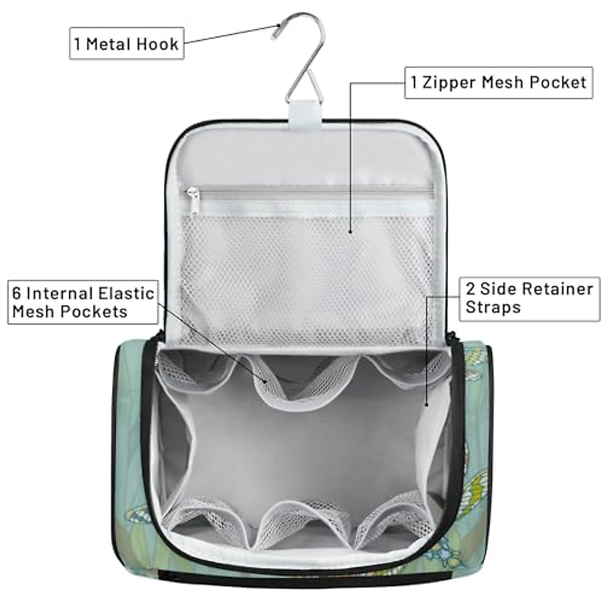 XMNYGJ Dragonfly Paint Hanging Toiletry Bag for Men Women Travel Cosmetic Makeup Organizer Bag Water Resistant Large Portable Wash Case for Accessories, Toiletries, Cosmetics