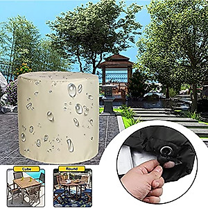 RURGLY 24x24 in Round Garden Patio Furniture Table Cover Waterproof, 420D Heavy Duty Fabric-Double, Breathable Outdoor Furniture Cover