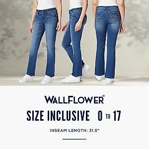 WallFlower Women's Ultra Slim Bootcut Mid-Rise Insta Soft Juniors Jeans, Castle, 13