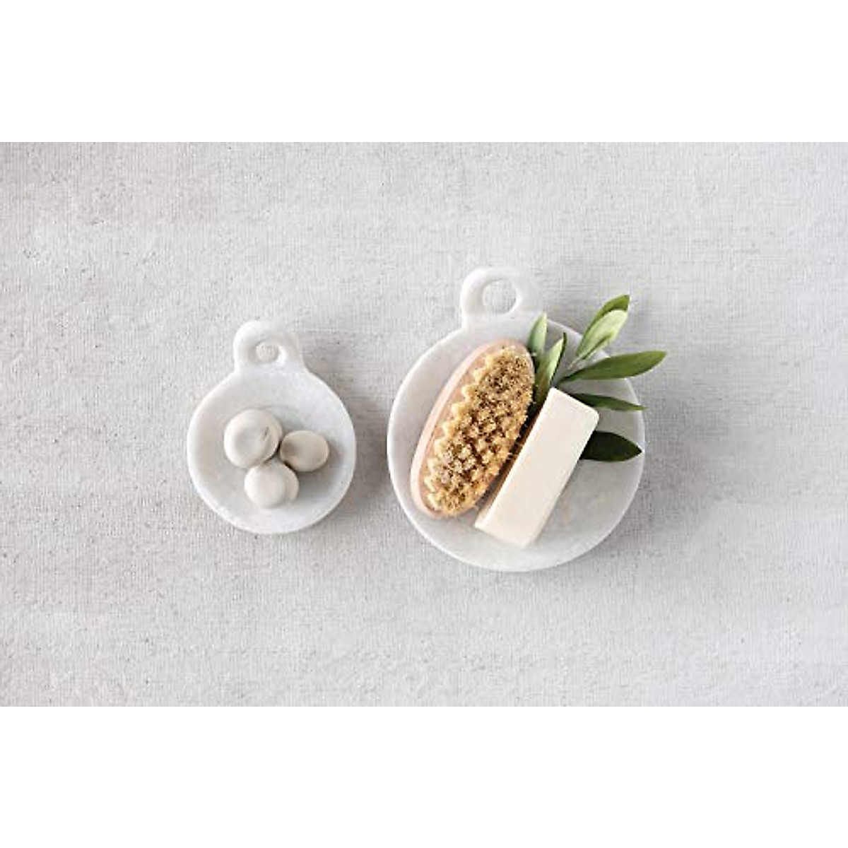 Creative Co-Op Large Marble Handle Dish, 6", White