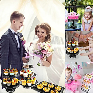 Black Cake Stand Set-7 Pcs Cake Stand Set-Dessert Table Display Set for Baby Shower, Wedding, Birthday Parties, Chrismas Celebration