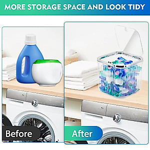 Famaster Laundry Pods Container with Pop-Up Lid, Laundry Pod Holder Holds 120+ Laundry Pods, Easy to See Dishwasher Pod Laundry Containers for Laundry Room Organization Storage Decor