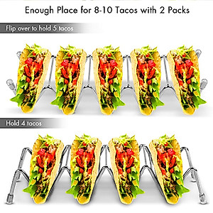 Taco Holders set of 2,Stainless Steel Taco Shell Holder Stand,Taco Tray Plates for Taco Bar Gifts Accessories,Holds 4 Tacos Each,Oven Safe for Baking, Dishwa sher and Grill Safe