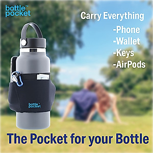 Bottle Pocket, Pocket for Bottle (Wide, Black & Gray)