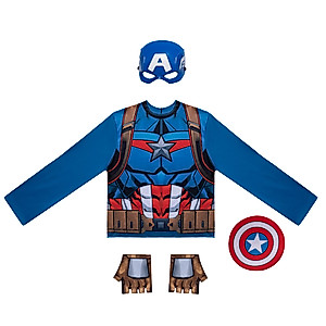 Marvel Avengers Child Halloween Costume Dress-Up Box - Three Sets of Medium-Size Tops, Gloves, Plastic Masks