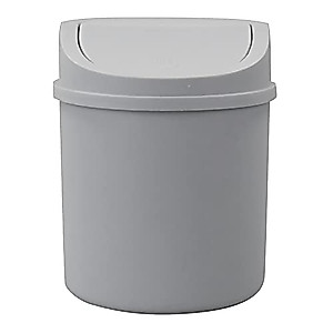 Dehouse 0.5 Gallon Tiny Swing Top Trash Can, Mini Desktop Garbage Bin, Gray