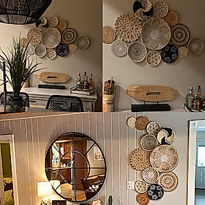 Decocoon Set of 13 Handcrafted Boho Wall Basket Decor, Easy Hanging with Loops, Natural Materials, Suitable for Any Home Style, Vietnamese Woven Basket Wall Decor for Living Room, Bedroom, Kitchen