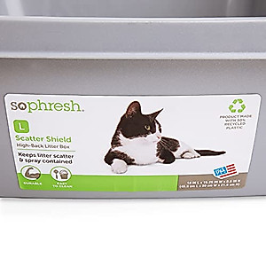 So Phresh Scatter Shield High-Back Litter Box in Gray, 18.5" L X 15" W X 8.5" H