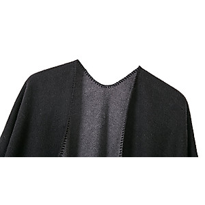Urban CoCo Women's Color Block Shawl Wrap Open Front Poncho Cape (Series 7-Black)