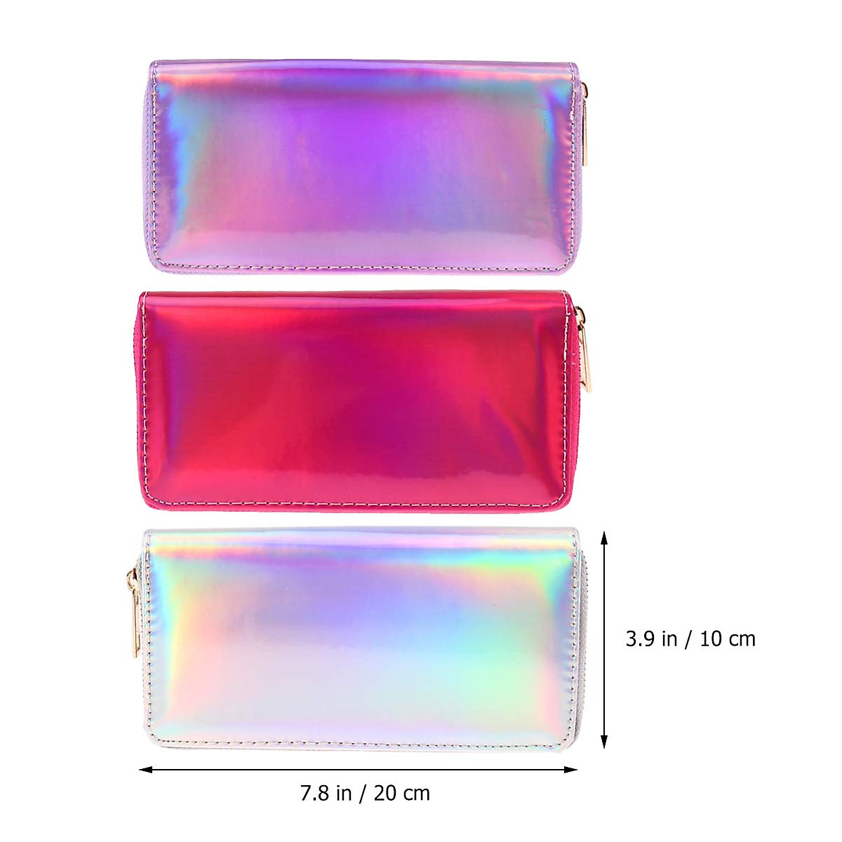 VALICLUD Holographic Zipper Long Wallet Purse Iridescent Rainbow Card Cell Phone Holder Slim Long Pouch for Women
