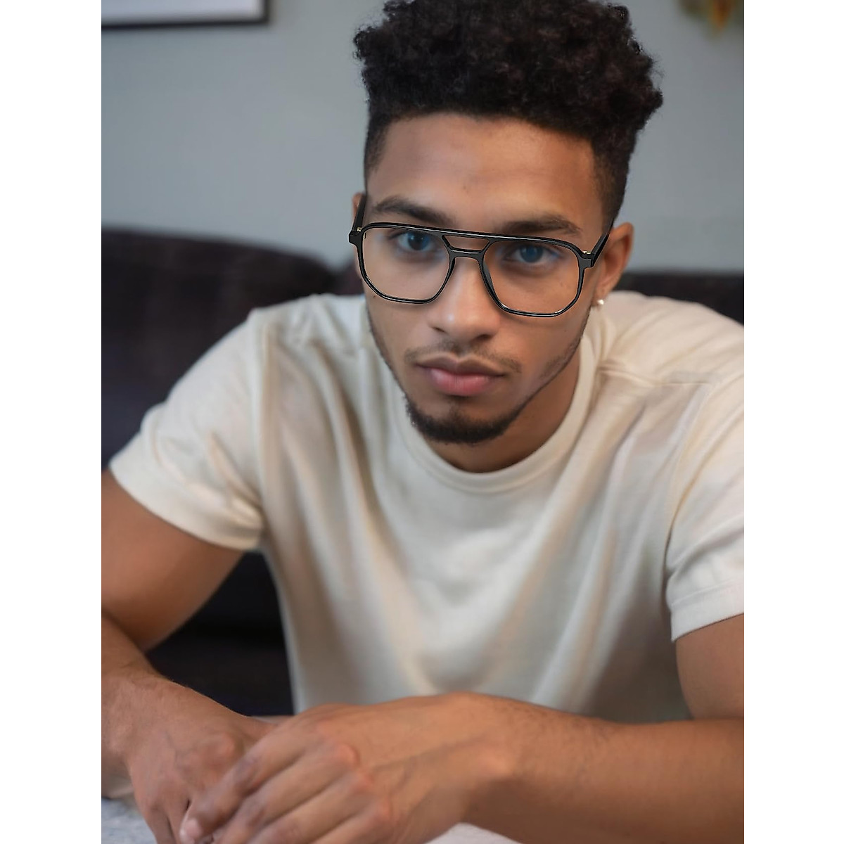 VISOONE Aviator Blue Light Blocking Glasses Oversized Square Lightweight Pilot Nerd Eyewear for Women Men MARION