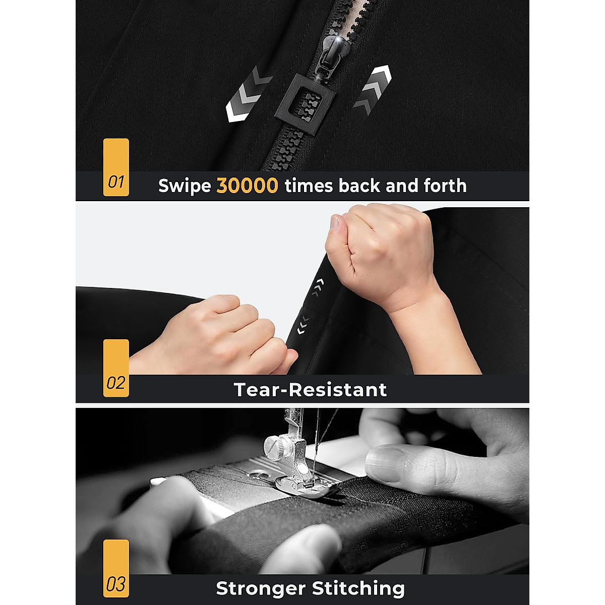 SaphiRose Women's Long Hooded Rain Jacket Outdoor Water_resistant Raincoat Windbreaker(Black,Large)