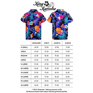 KING KAMEHA Men's Pineapple-Desings Summer-Party-Shirts Short-Sleeve, Pineapple, Black-Blue, XXL