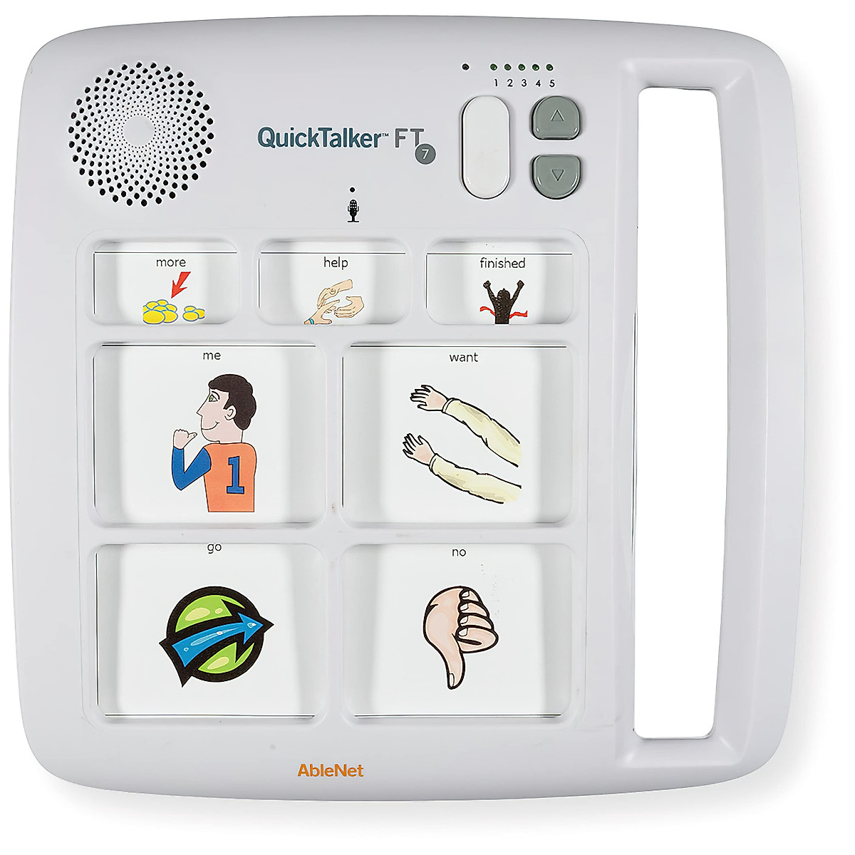 AbleNet QuickTalker 7 - Portable Multi-Message Speech Device with FeatherTouch Technology, 23 Messages, 5 Recording Levels, and Durable Design, AAC Communication Device for Non Verbal Kids & Adults