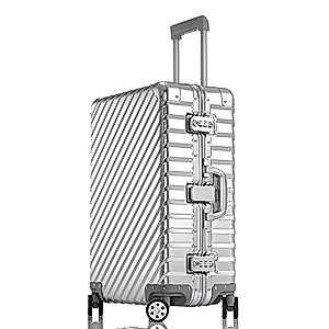 Enkloze KLASIK Aluminum Carry-On Suitcase - Spinner 100% Aluminum TSA Approved (Suitcase - 24", Silver)