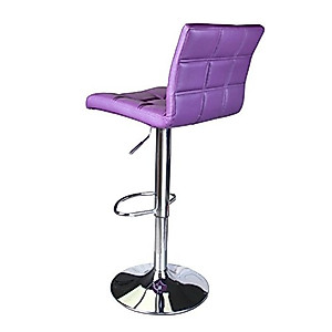 Contemporary Bar Stools Hight Adjustable Seat Hydraulic 360 Degree Swivel Sturdy Steel Frame Quadrate cushion Seat Dining Chair Bar Pub Stool Home Office Furniture - Set of 4 Purple #1935ppl
