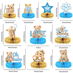 10 Pcs Bear Baby Shower Party Supplies Bear Honeycomb Centerpieces for We Can Bearly Wait Baby Party Decorations Table Honeycomb for Boys Kids Gender Reveal Baby Shower Wedding Birthday Party Favors