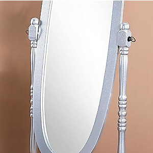 DaNeti Traditional Style Floor Mirror (Color : Silver)