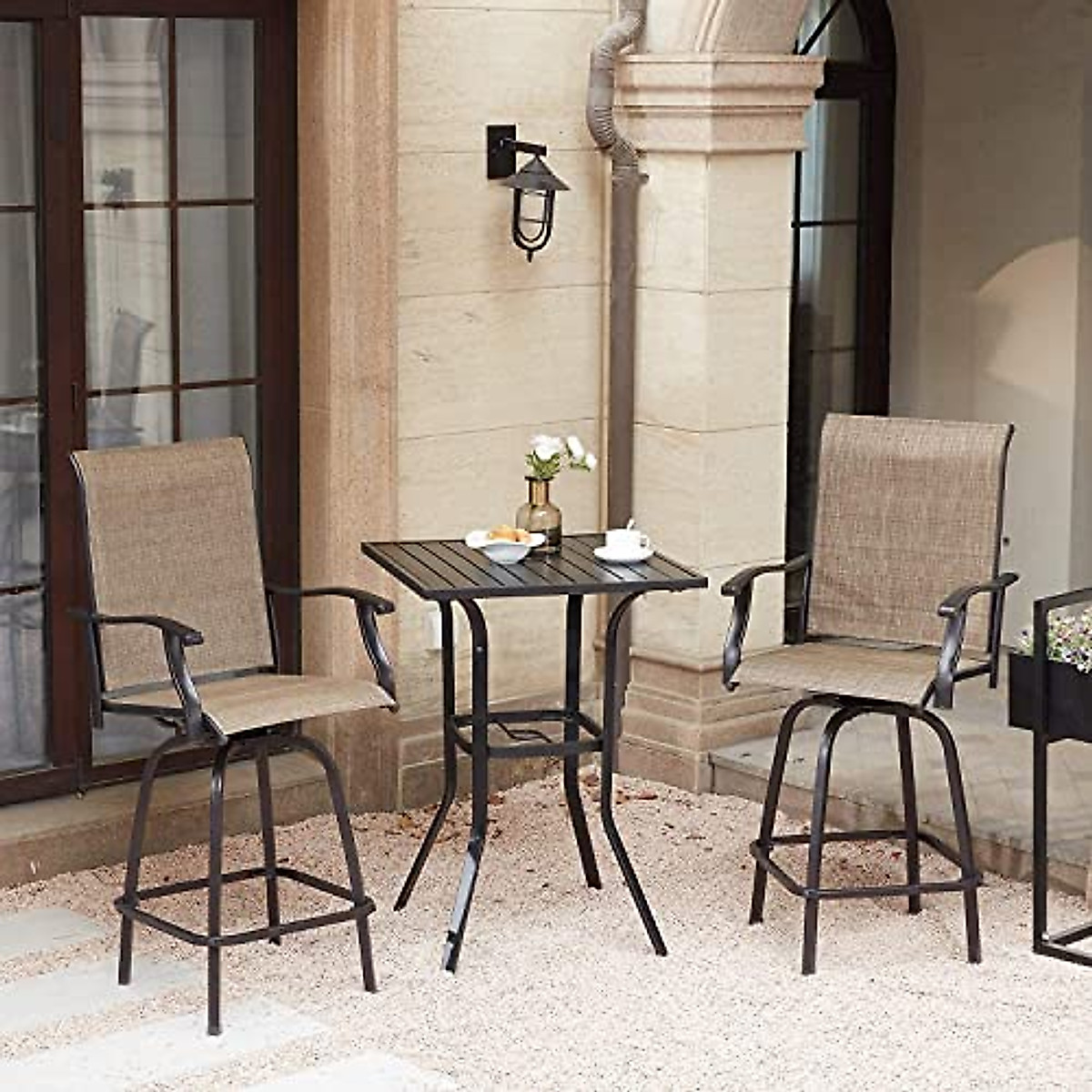 Outdoor Bar Stool Bistro Set, 3-Piece Patio Furniture Set, Patio Bistro Table and Bar Chairs